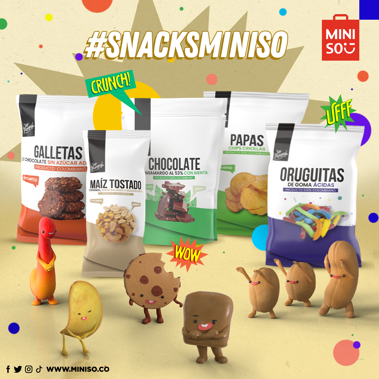 Miniso lanzó su línea de snacks con emprendimientos 100% colombianos ...
